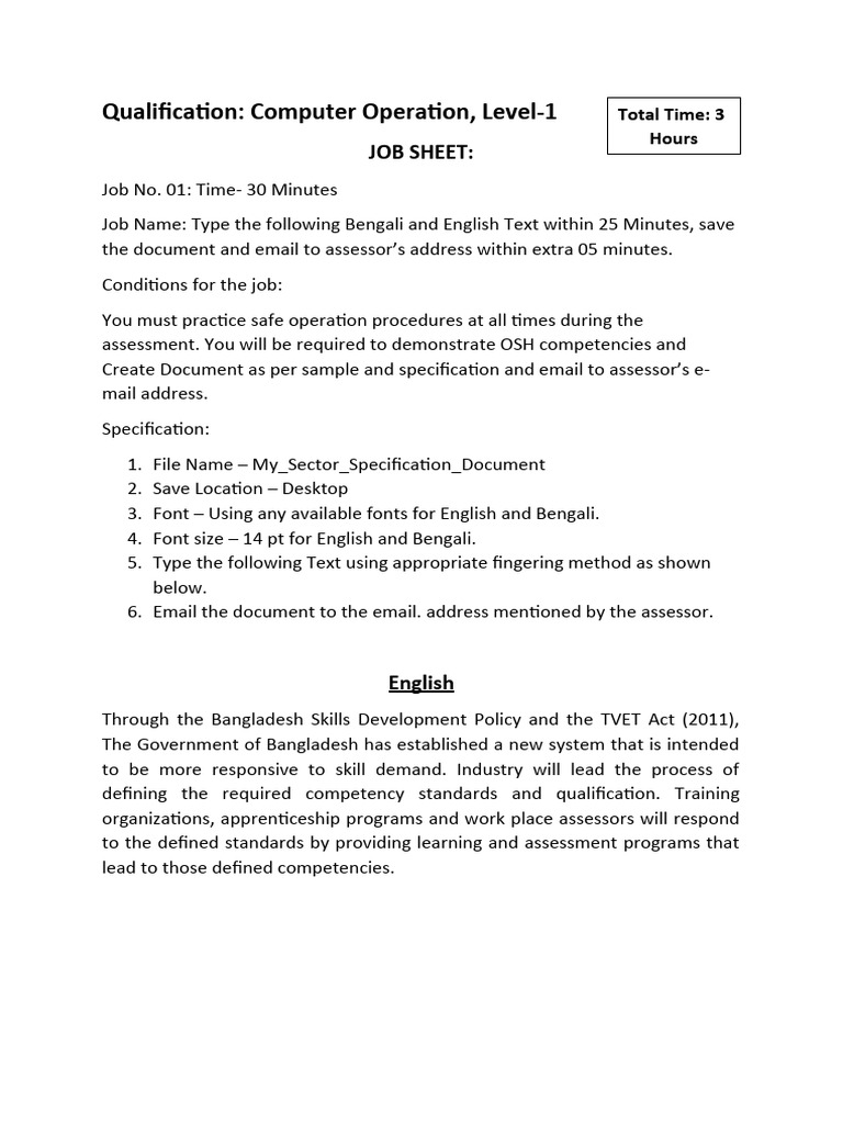 BTEB Level-1 Quastion | PDF | Salary | Computing