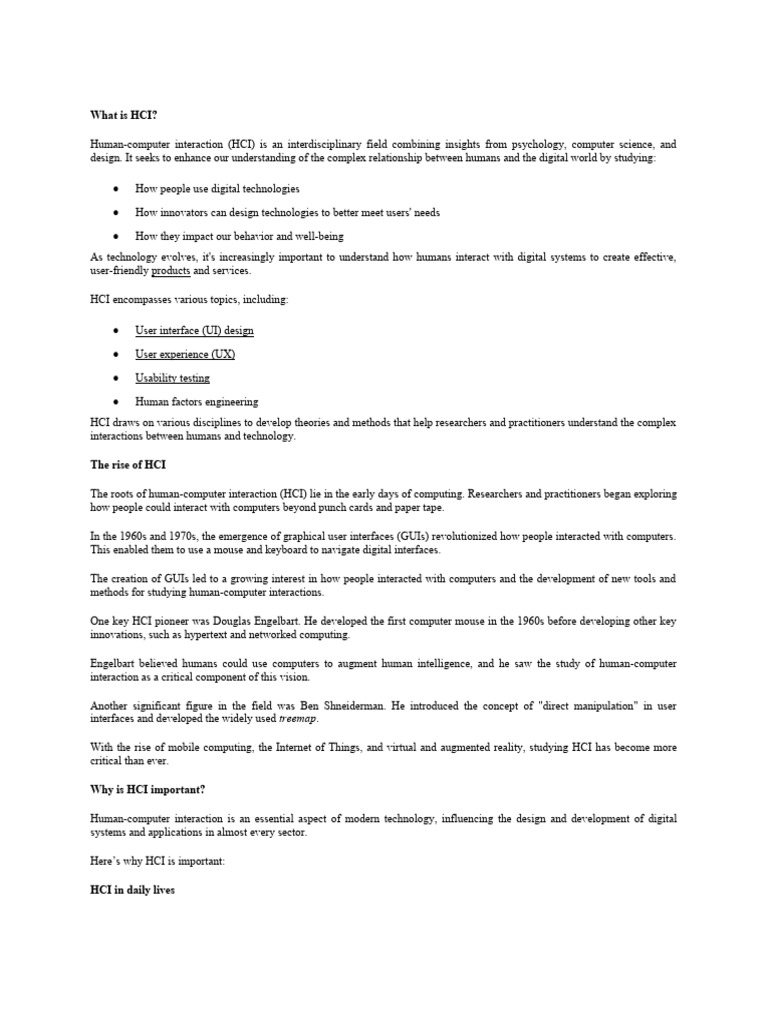 HCI Notes | PDF | Human–Computer Interaction | User Interface HCI Notes | PDF | Human–Computer Interaction | User Interface