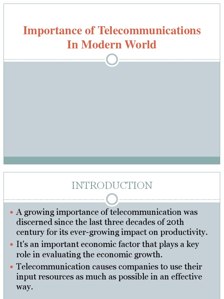 Importance of Telecommunications in Modern World | PDF ...