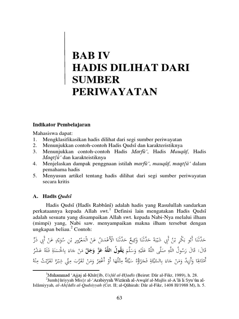 Contoh Hadis Mauqûf dan Karakteristiknya | PDF