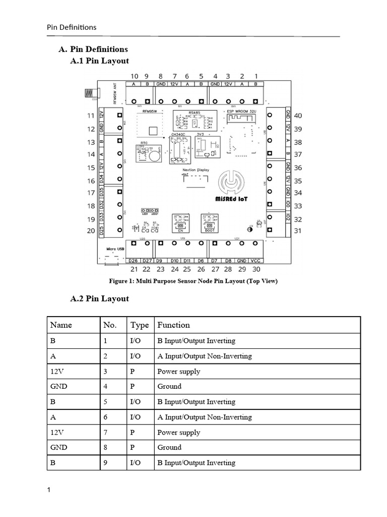 Multi-Purpose Sensor Node Pinout Guide | PDF | Amplifier | Power Supply