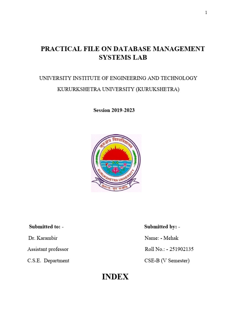 DBMS Practical File | PDF | Relational Database | Sql