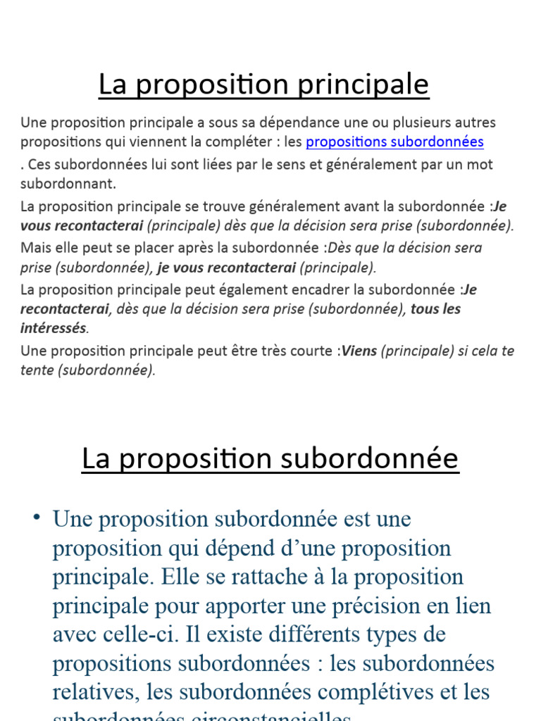 Comprendre la proposition principale | PDF | Clause | Linguistique