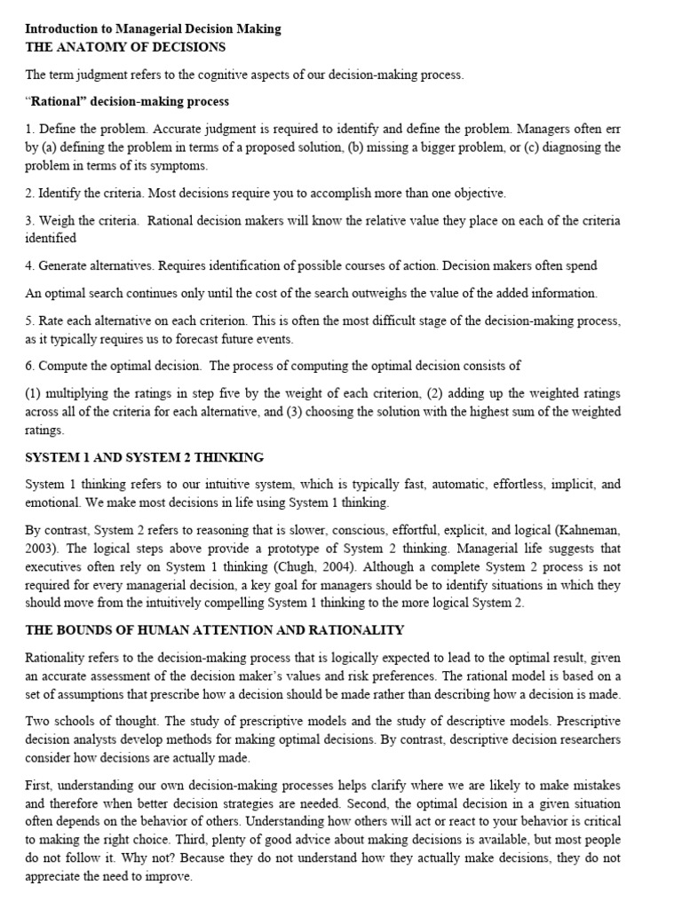Summary Dm 1 | PDF | Decision Making | Investing