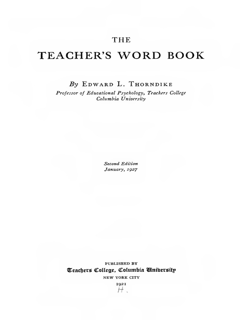 TEACHER'S WORD BOOK | PDF | Teachers | Syntax