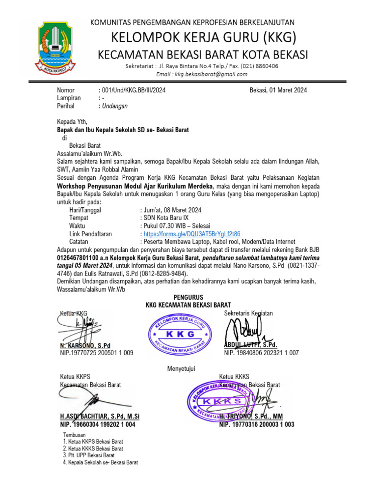 Surat Undangan Workshop KKG | PDF