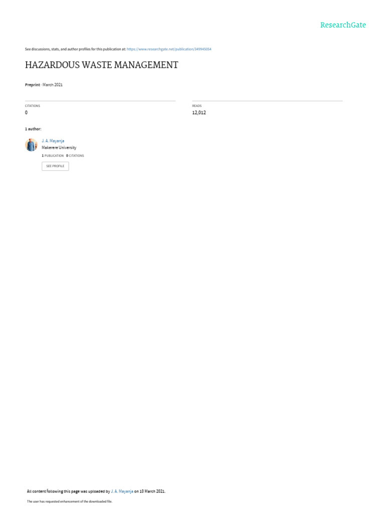 Microsoft Word - HAZARDOUS WASTE MANAGEMENT BY MAYANJA J | PDF | Waste ...