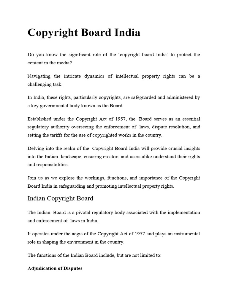 Copyright Board India | PDF | Copyright | Copyright Infringement