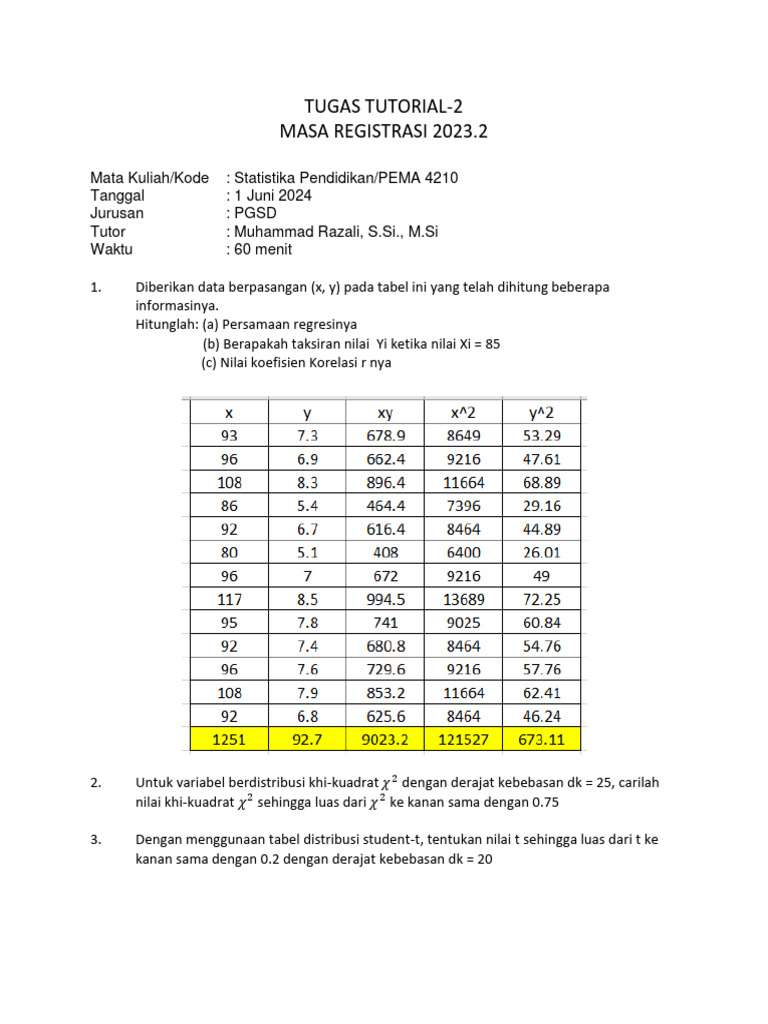 Statistika Pendidikan: Regresi & Distribusi | PDF | Metode & Bahan Ajar