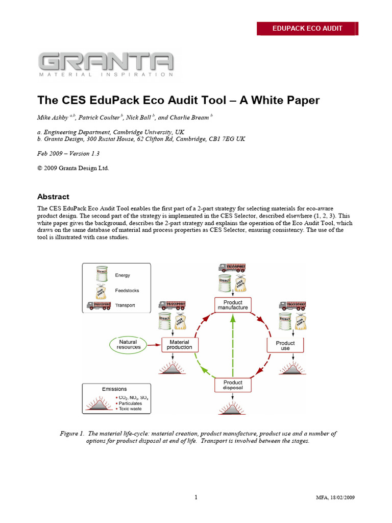 Eco Audit White Paper | Download Free PDF | Life Cycle Assessment | Recycling