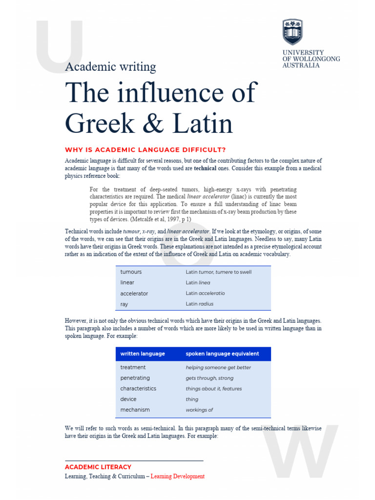 Greek and Latin in Academic Language | PDF | Latin | English Language