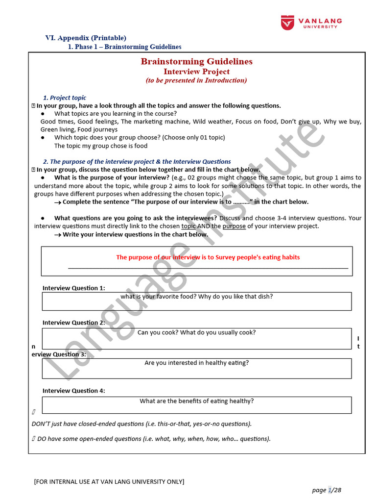 Anh Văn 3 & 4 - (EDITABLE) PBA Manual - Interview Project | PDF | Interview | Human Communication