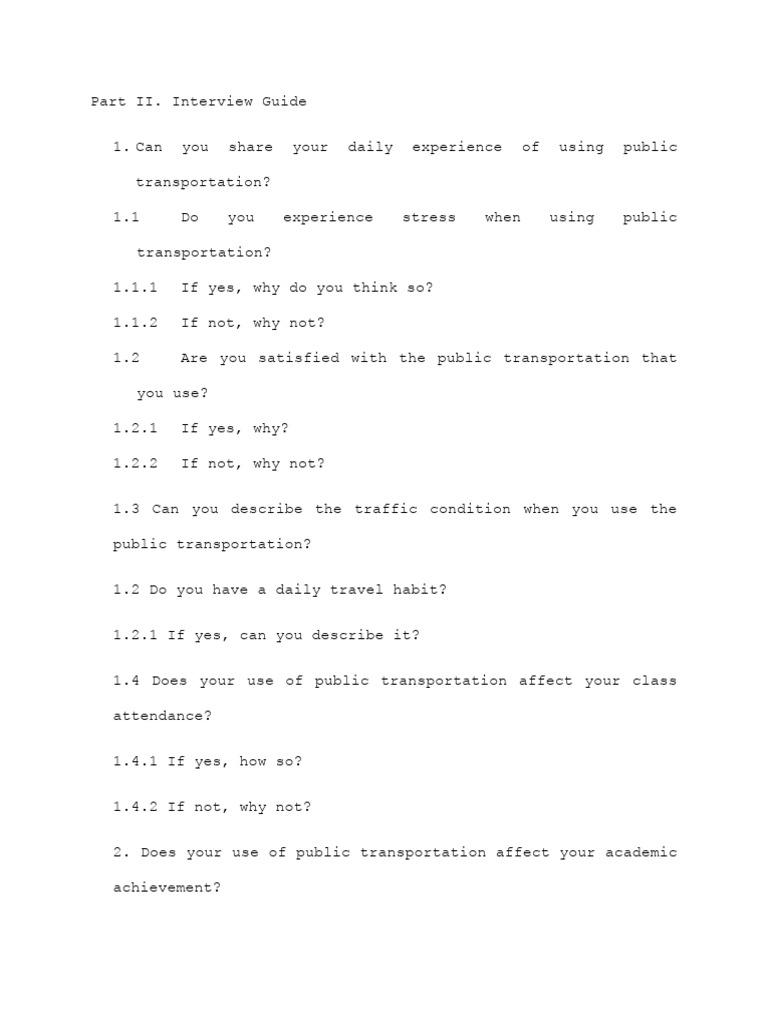 Interview Guide With Interview Answers 4 Respondents | PDF | Vehicles ...