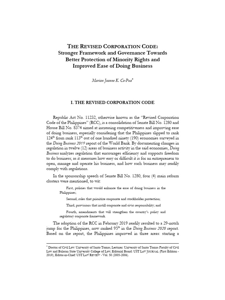 Revised Corporation Code Stronger Framework and Governance by Marian ...