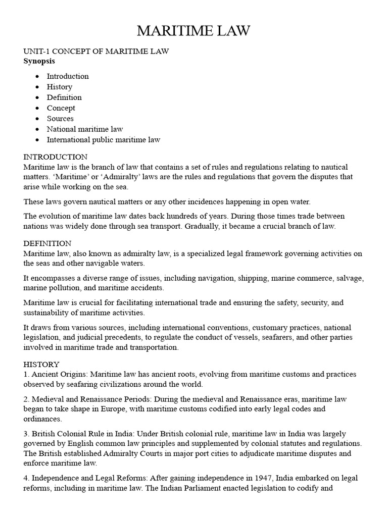 Unit-1 ML | PDF | Admiralty Law | Territorial Waters