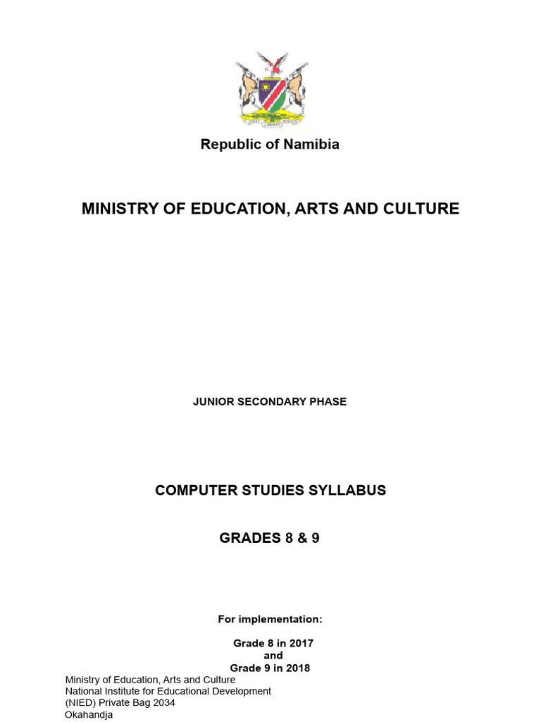 Computer Studies Grade 8-9 Syllabus Namibia | PDF | Operating System ...