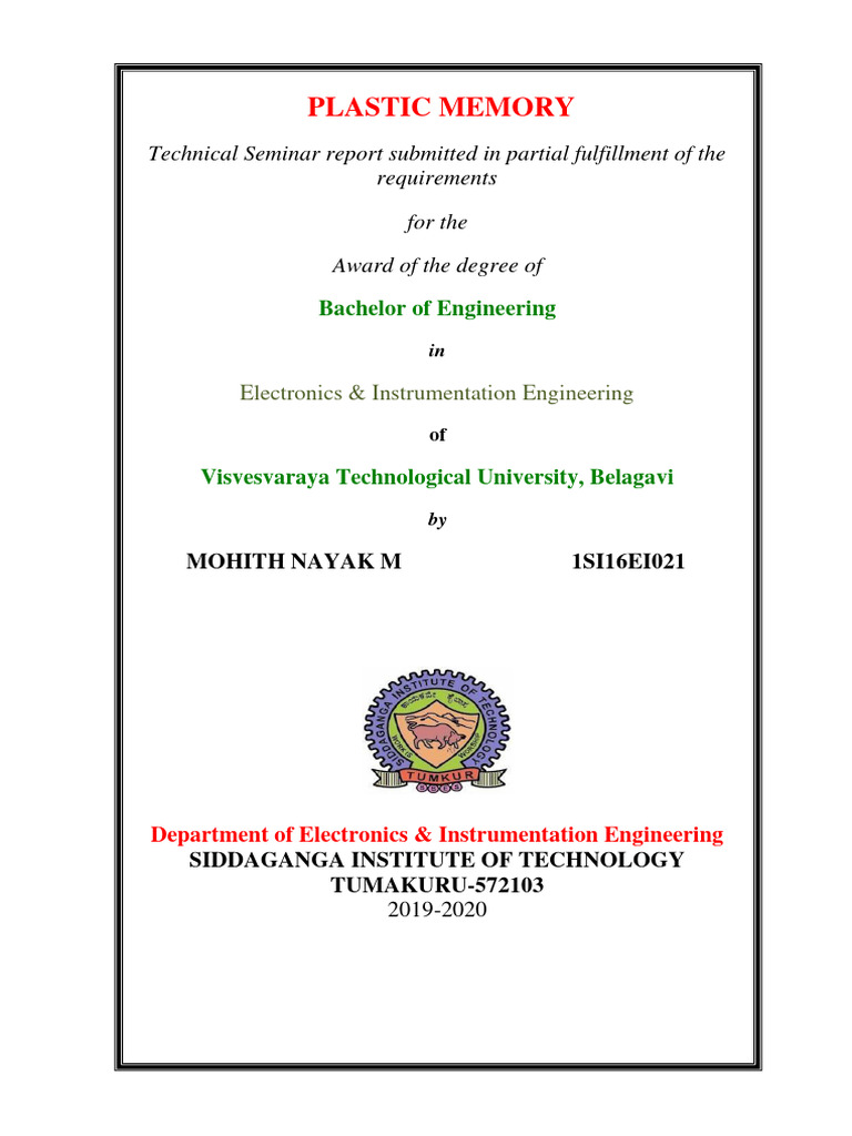 Technical Seminar Report Mohith Nayak M | PDF | Computer Data Storage | Flash Memory