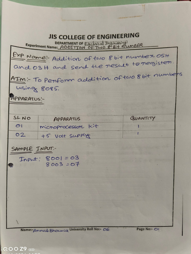 Microprocessor and Microcontroller Lab | PDF