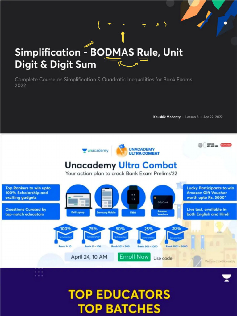 Simplification BODMAS Rule Unit Digit Digit Sum With Anno | PDF