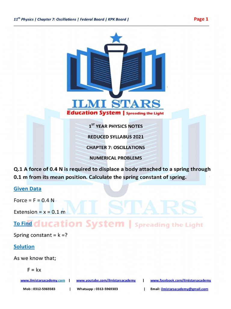 Class 11 Physics Chapter 7 Numerical Questions | PDF