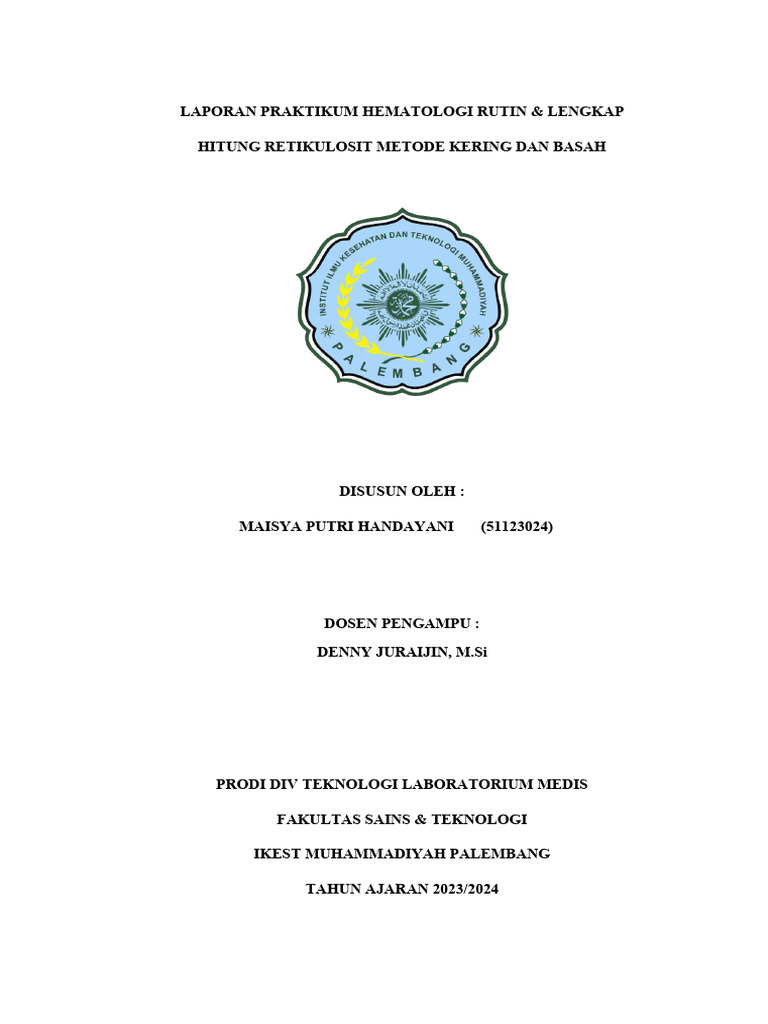 Laprak Hitung Jenis Eritrosit Pdf