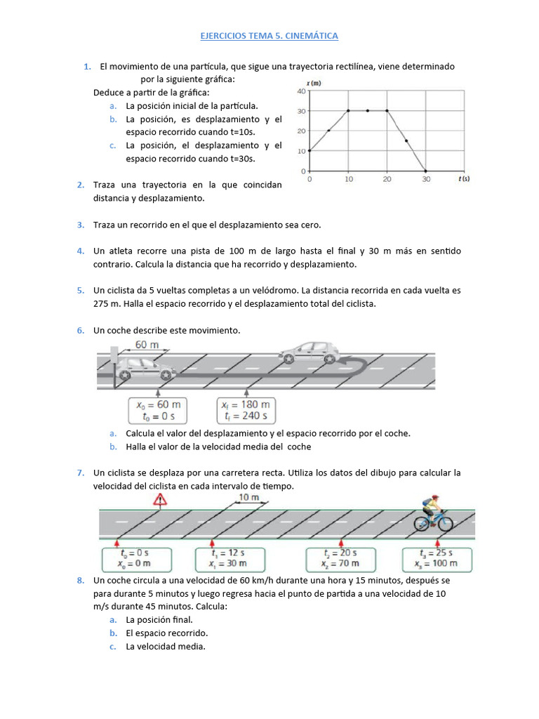 Ejercicios Tema 5 | PDF | Velocidad | Cinemática