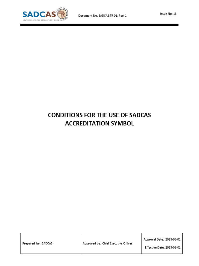SADCAS - TR - 01 - Part 1 - Conditions - For - The - Use - of - SADCAS ...