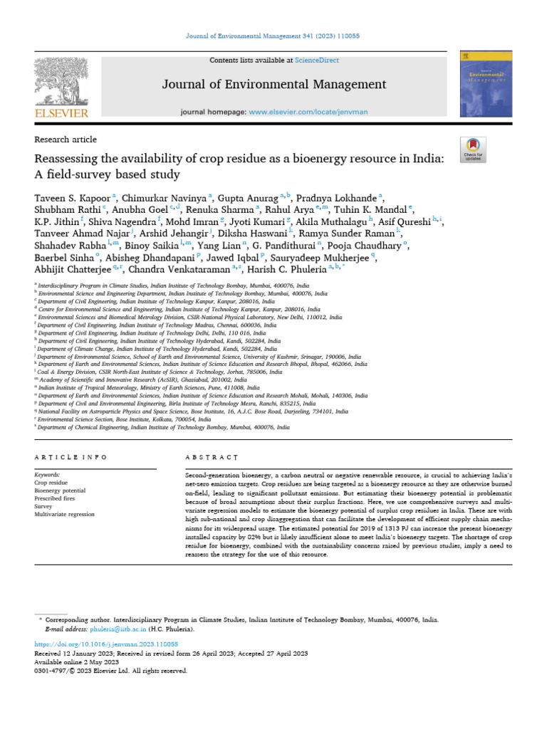 India's Crop Residue Bioenergy Potential | PDF | Linear Regression | Regression Analysis