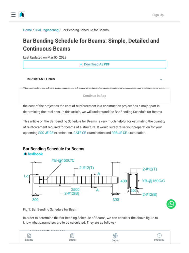 Bar Bending Schedule for Beams_Simple,Detailed & Continuous Beams | Download Free PDF | Beam ...