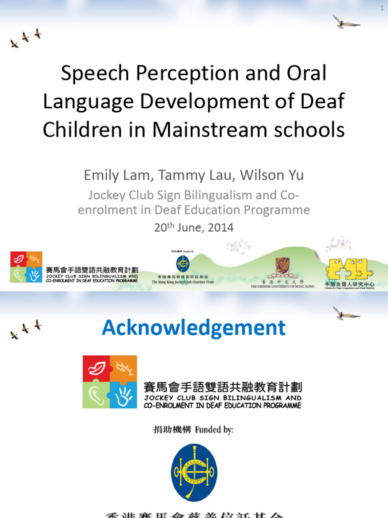 Speech Perception and Oral Language Development in Deaf Children | PDF ...
