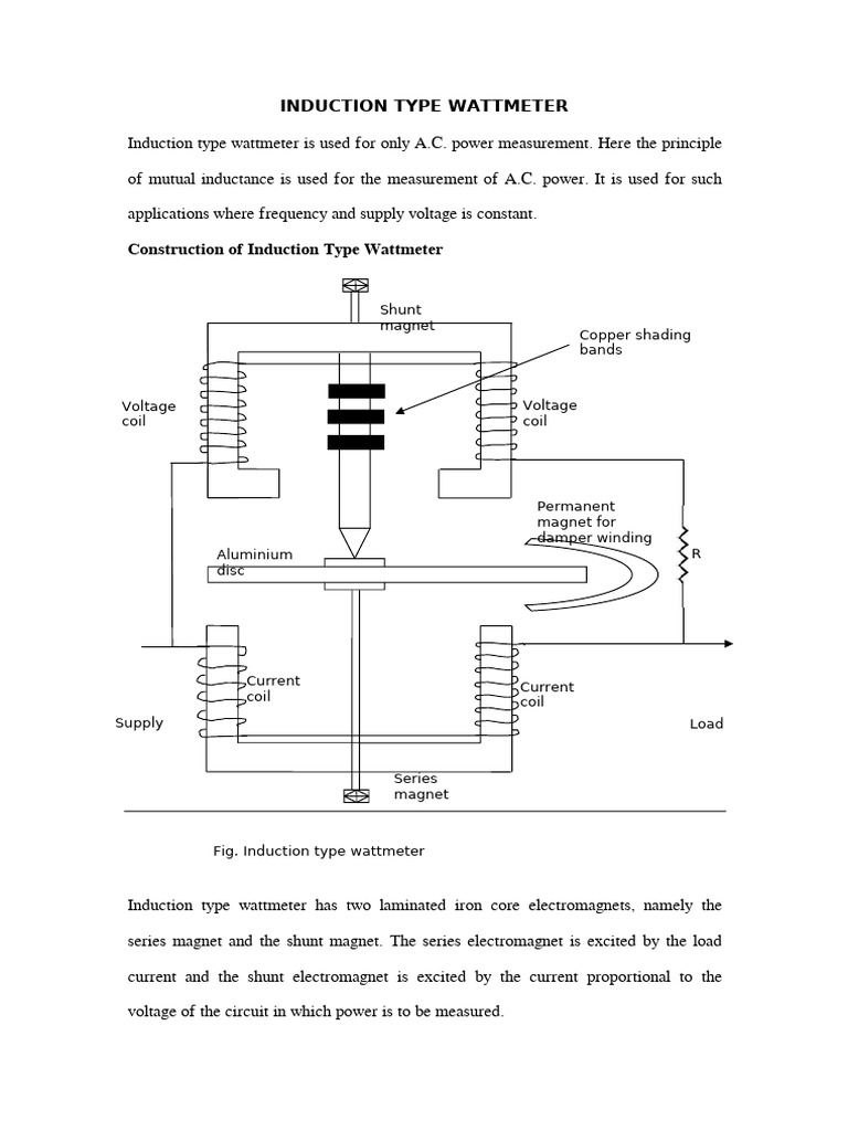 Induction Type Wattmeter Overview | PDF | Electromagnetic Induction ...