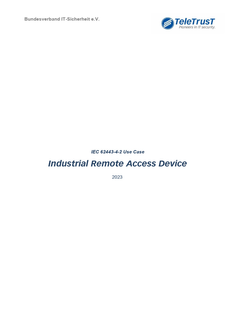 2023-TeleTrusT_IEC_62443-4-2_Use_Case_Industrial_Remote_Access_Device | PDF | Computer Network ...