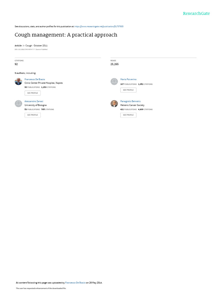 Cough Management - A Practical Approach | PDF | Cough | Asthma