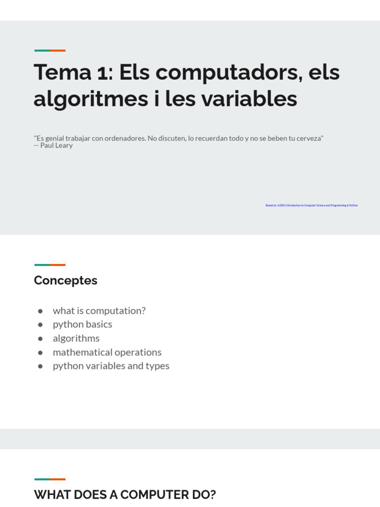 Tema 1 Els Computadors, Els Algoritmes I Les Variables | PDF | Variable (Computer Science ...