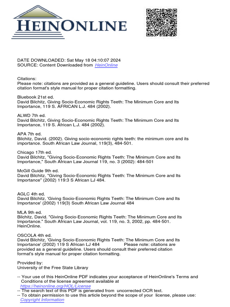 David Bilchitz Minimum Core Importance | PDF | Justice | Crime & Violence