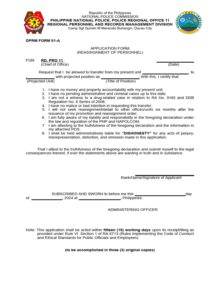 DPRM Form 01-A (2022) New | PDF | Justice | Crime & Violence