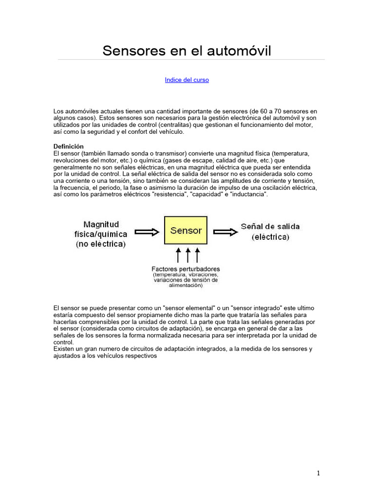 Sensores en el automóvil | Descargar gratis PDF | Sensor | Ingeniería de confiabilidad