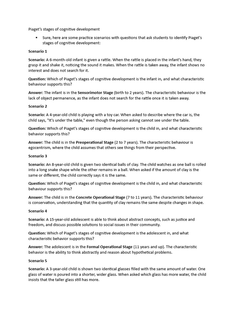 Understanding Piaget's Cognitive Stages | PDF | Behavioural Sciences ...
