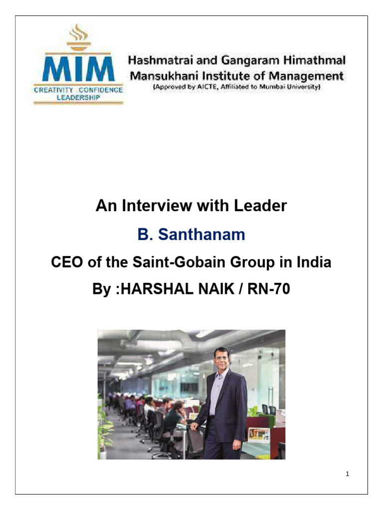 An Interview With Leader Ceo Saint Gobain Pdf Leadership