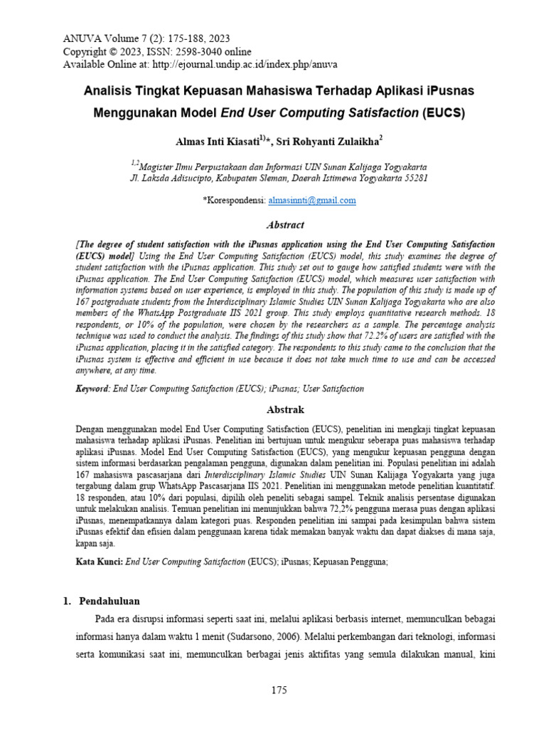 Analisis Tingkat Kepuasan Mahasiswa Terhadap Aplikasi Ipusnas | PDF