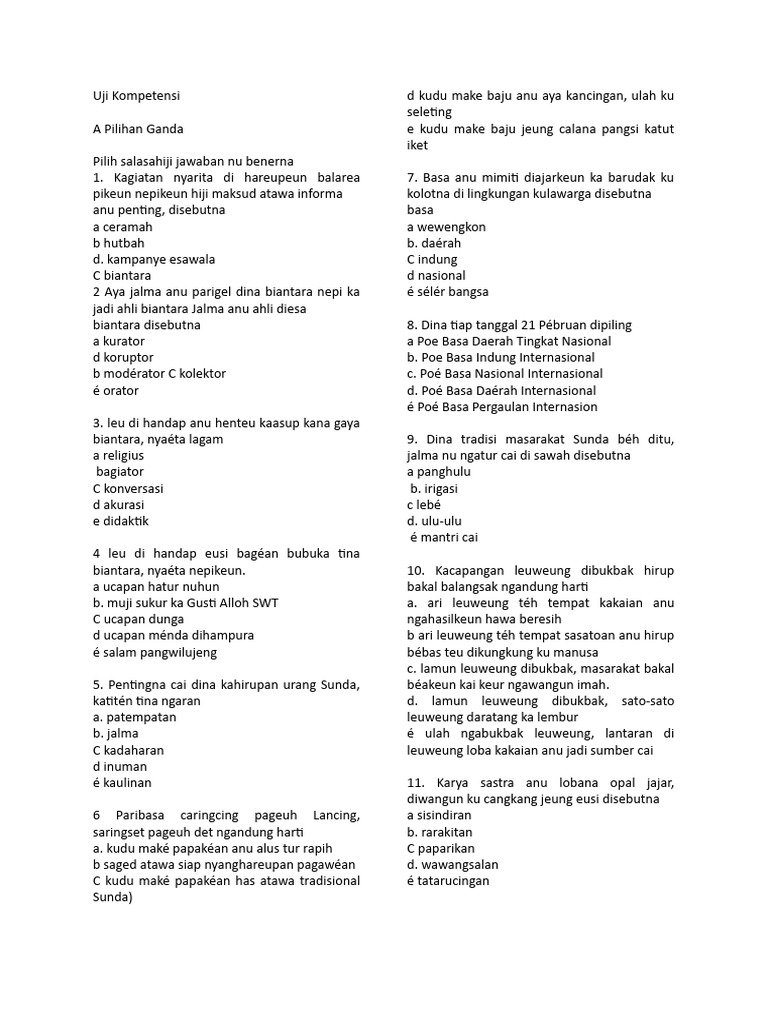 Sunda Uts Kls 11 | PDF