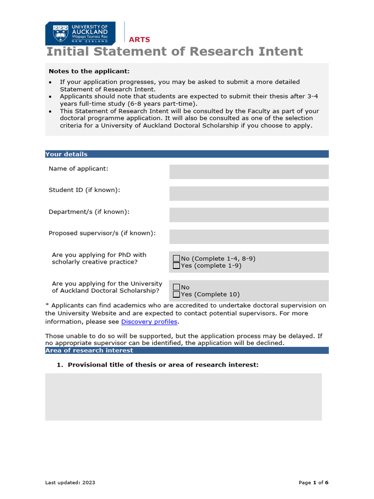 Initial Research Intent for PhD Application | PDF | Thesis | Bibliography