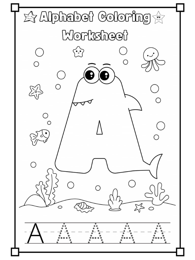 Baby Shark Alphabet Coloring Worksheet | PDF