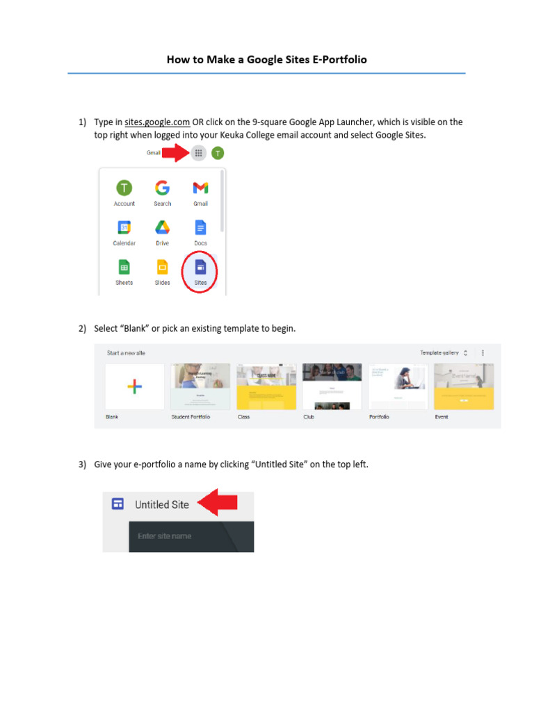 Creating an E-Portfolio on Google Sites | PDF | Art | Computers