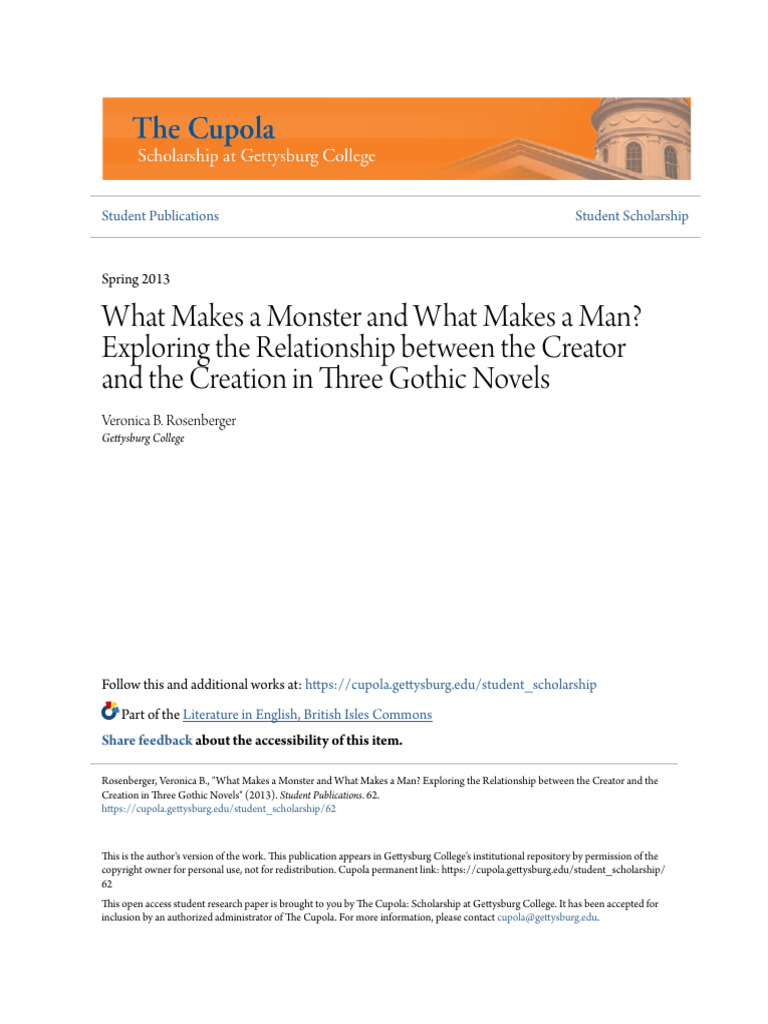 Relation Between Victor and The Monster | PDF | Frankenstein | The ...