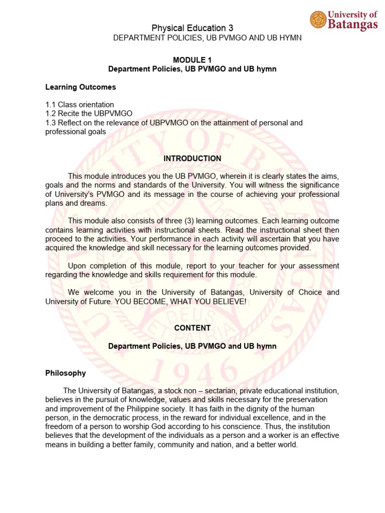 PE3 Module 1 Updated | PDF | Learning | Knowledge