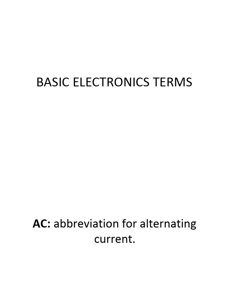 Glossary 1 BASIC ELECTRONICS TERMS | Download Free PDF | Electric Current | Electricity