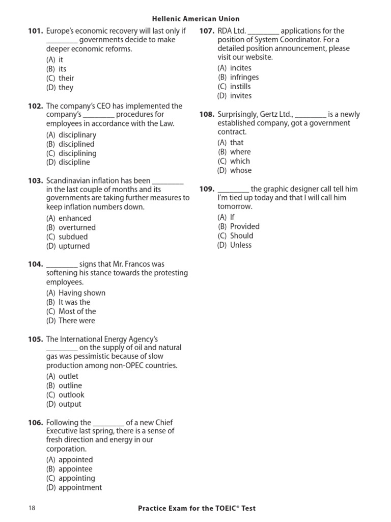 Toeic_practice_test 1 | Download Free PDF | Mergers And Acquisitions ...