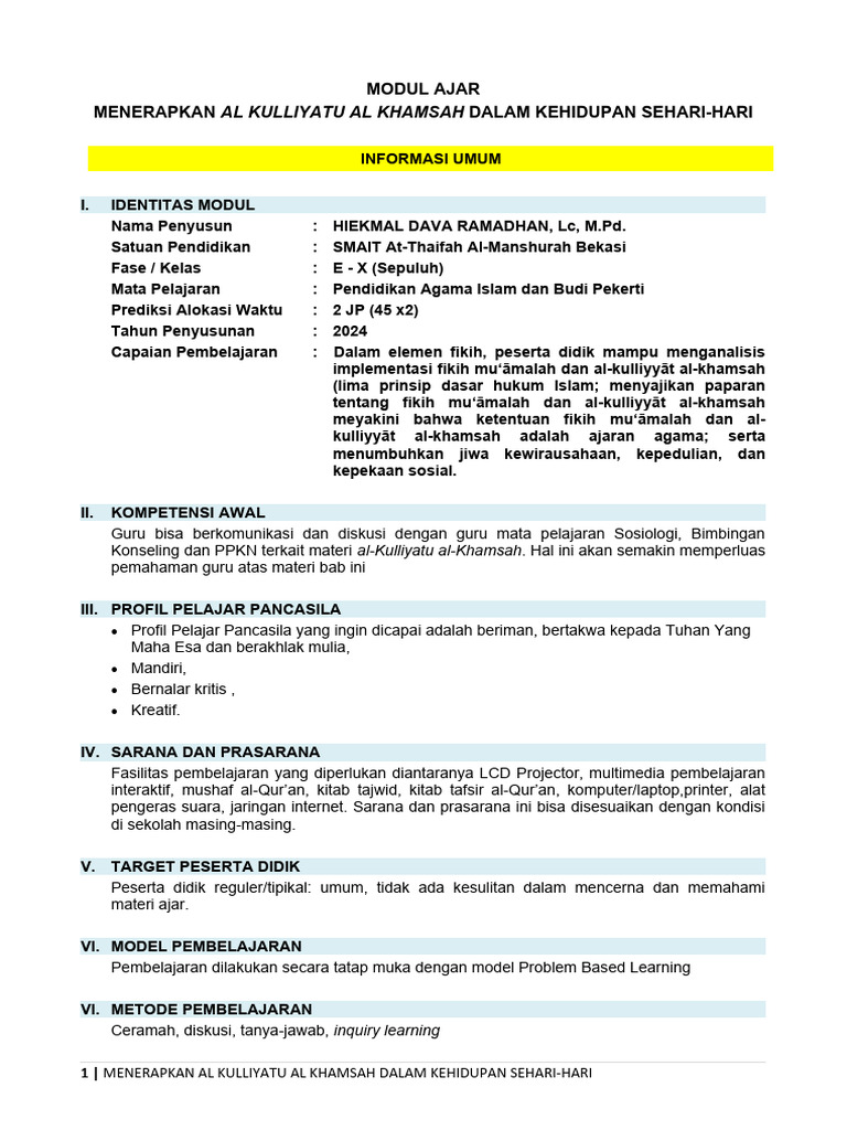 Modul Ajar Dava | PDF