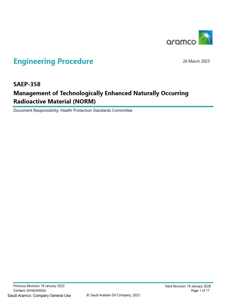 Saep 358 | PDF | Radioactive Contamination | Radioactive Decay